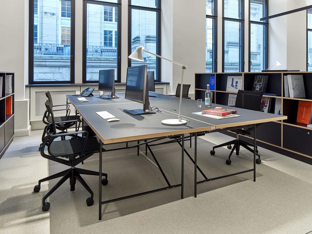 Table Top for Eiermann Table Frames, White melamine with oak edge, 160 ...