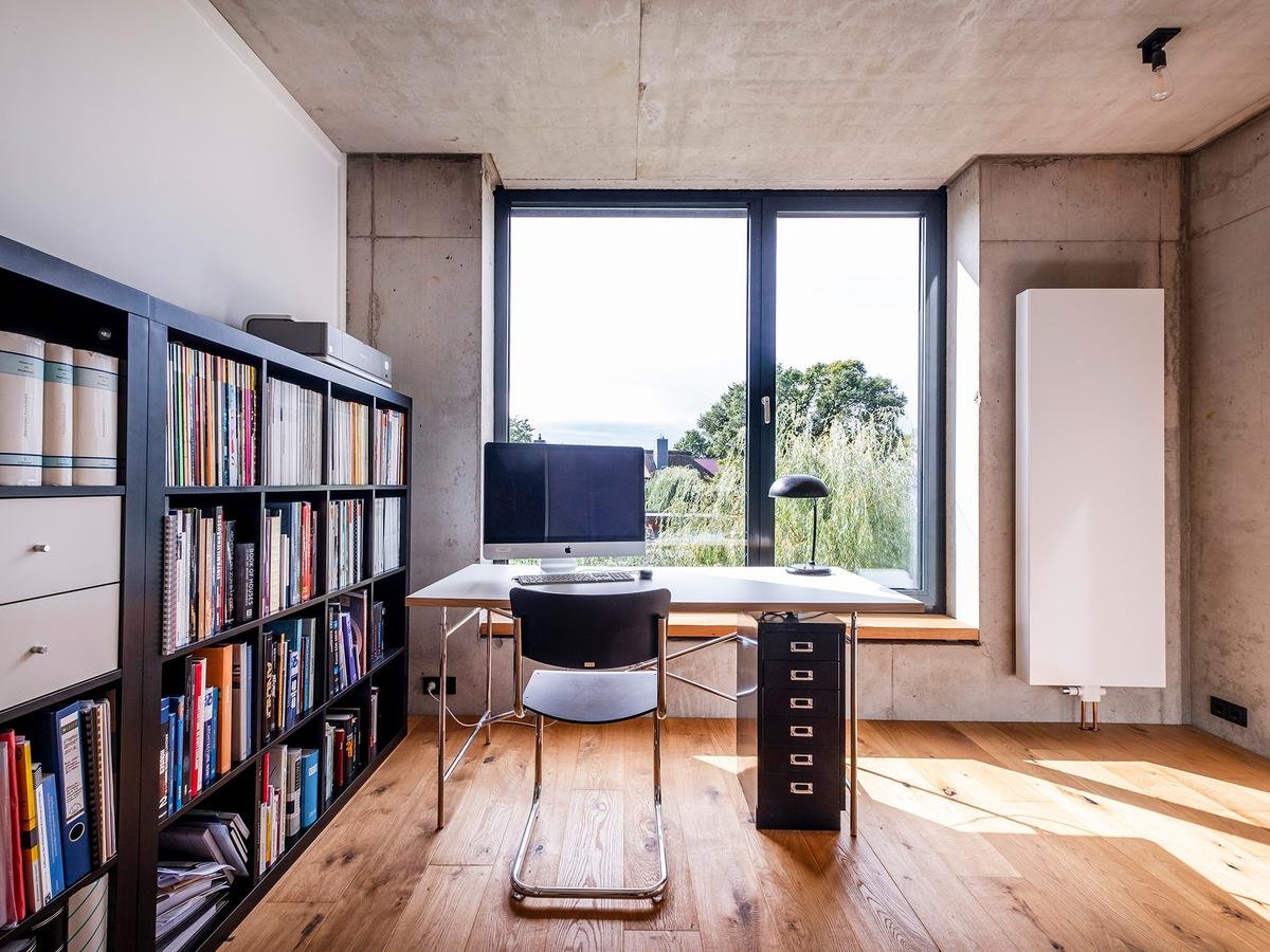 Eiermann Table, White melamine with oak edge, 180 x 90 cm, Black ...