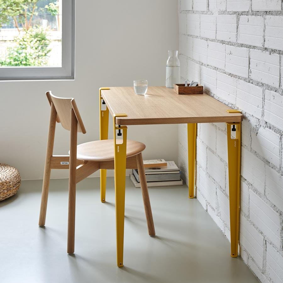 Tiptoe Dining Table Lobo, Reclaimed oak, Tangerine red | Tiptoe ...