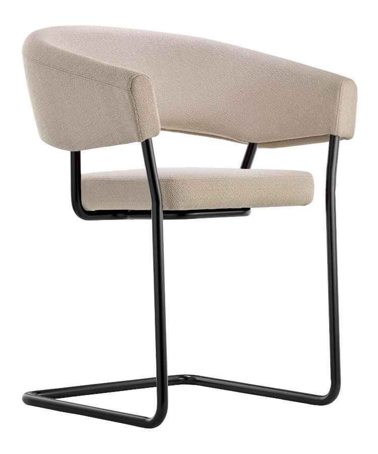 D9, Fabric Vidar 323 - sand, Powdercoated black, Plastic glides | Tecta | Cantilever Chairs ...