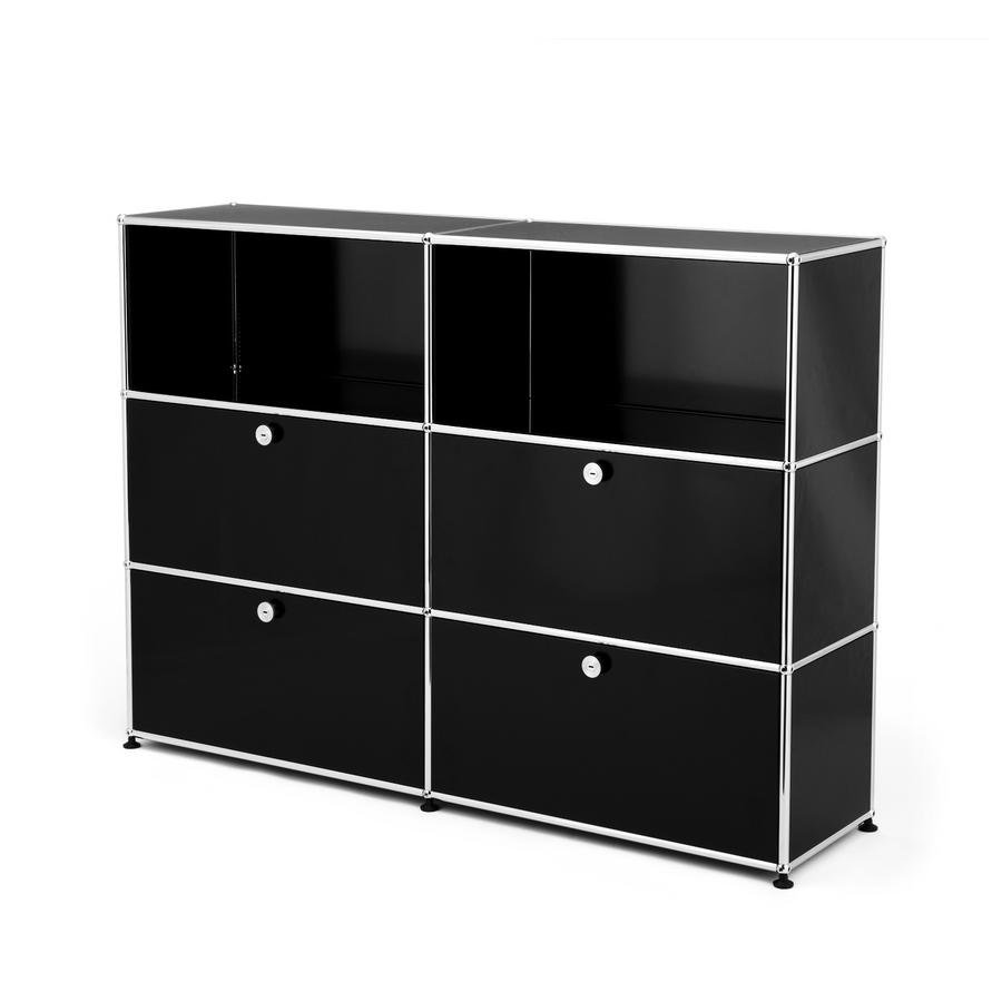 USM Haller Highboard L, Customisable, Graphite black RAL 9011, With 2 ...