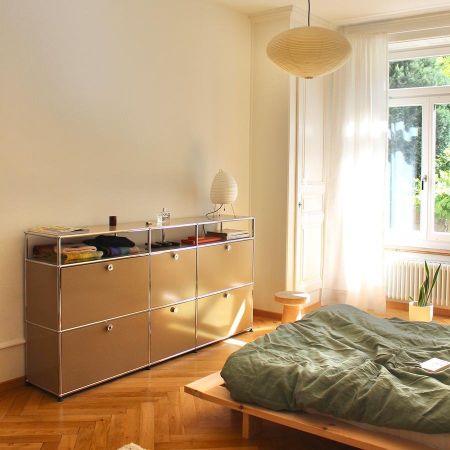 USM Haller Sideboard XL, Customisable, Pure white RAL 9010, With 3 drop-down doors, With 3 drop ...