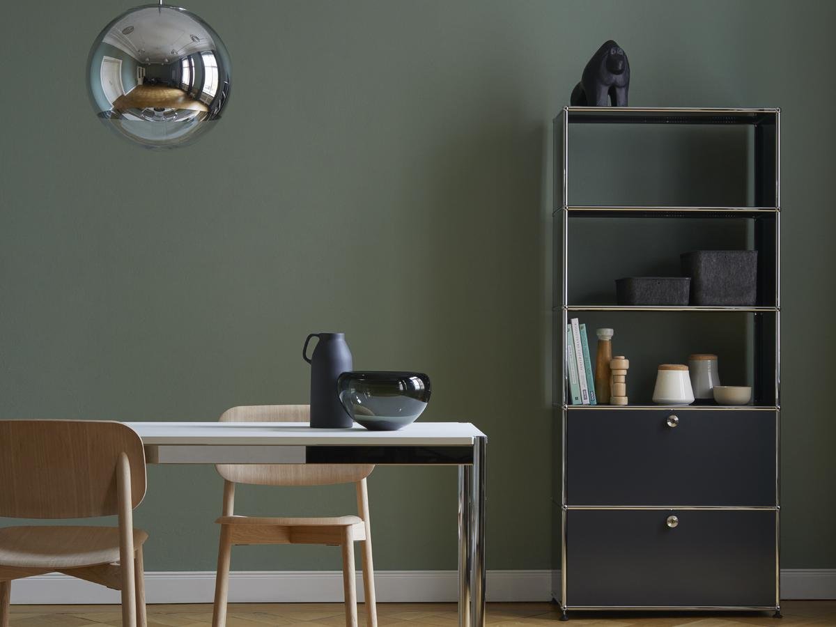 USM Haller Bookcase 50, With 2 drop-down doors, USM beige by Fritz ...