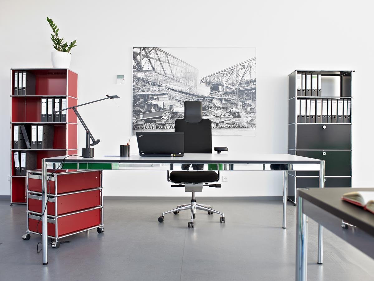 USM Haller Storage Unit with Drop-down Doors and Drawer, Mid grey RAL ...