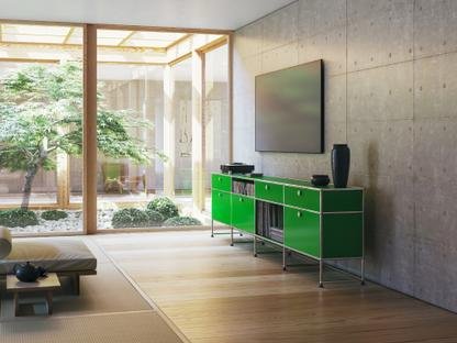 USM Haller TV-Board L, USM green | USM Haller | USM Haller TV & Media ...