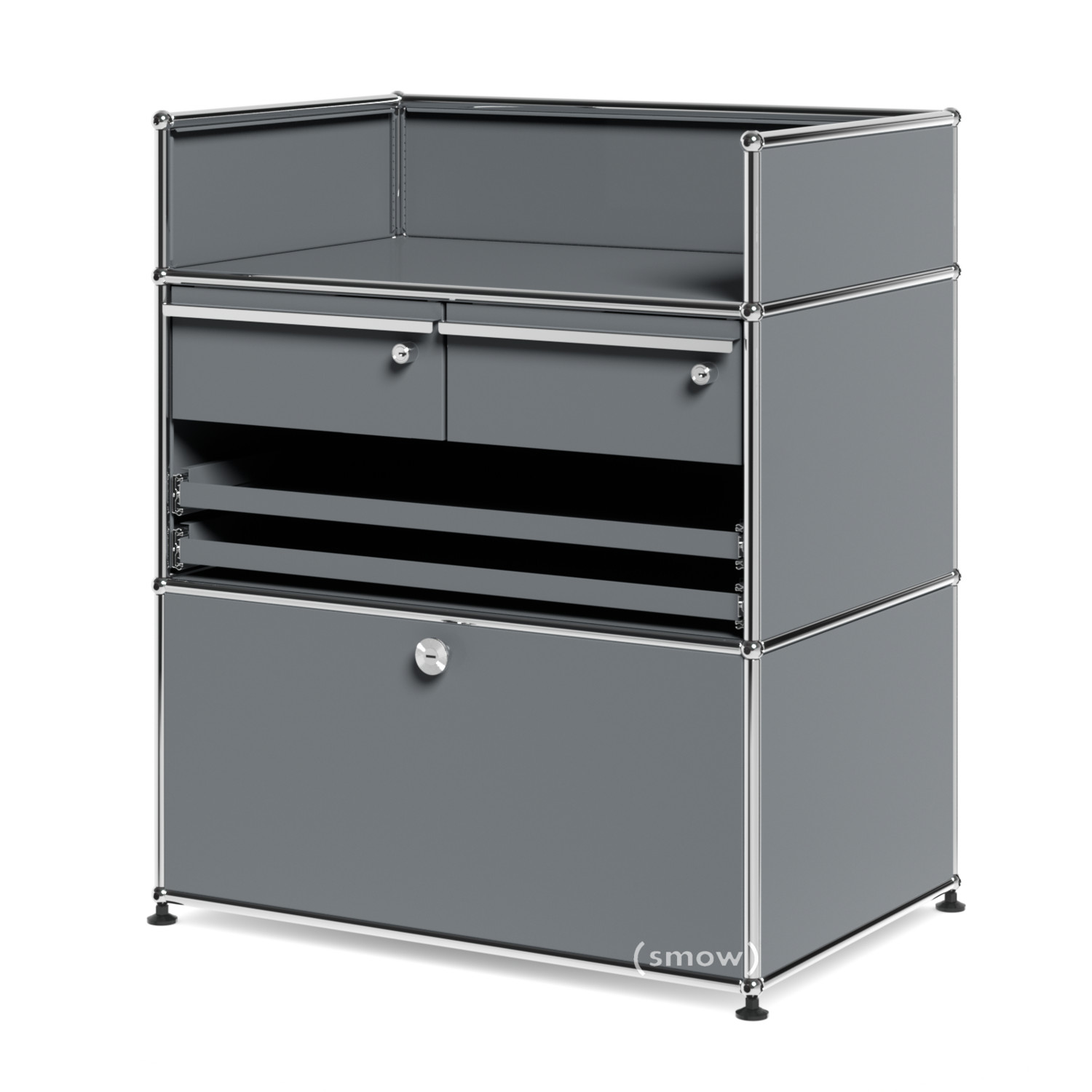USM Haller Surgery Sideboard, Mid grey RAL 7005, All compartments with ...