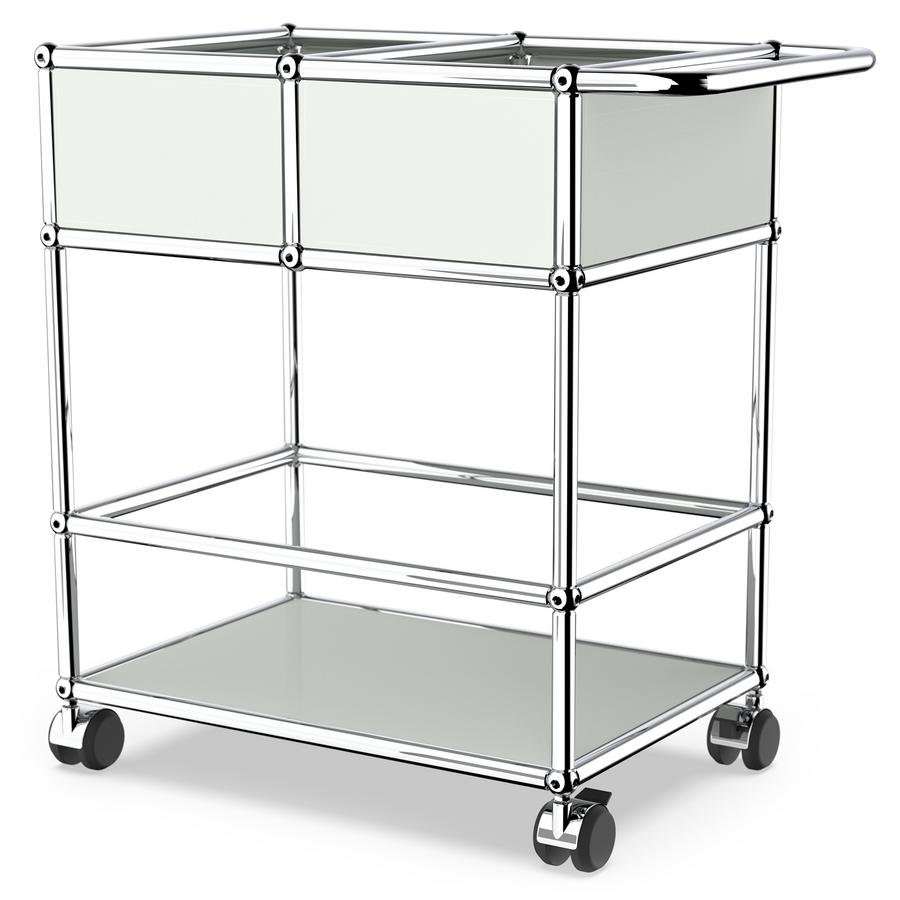 USM Haller bar trolley with divider, Light grey RAL 7035, Hard castors ...