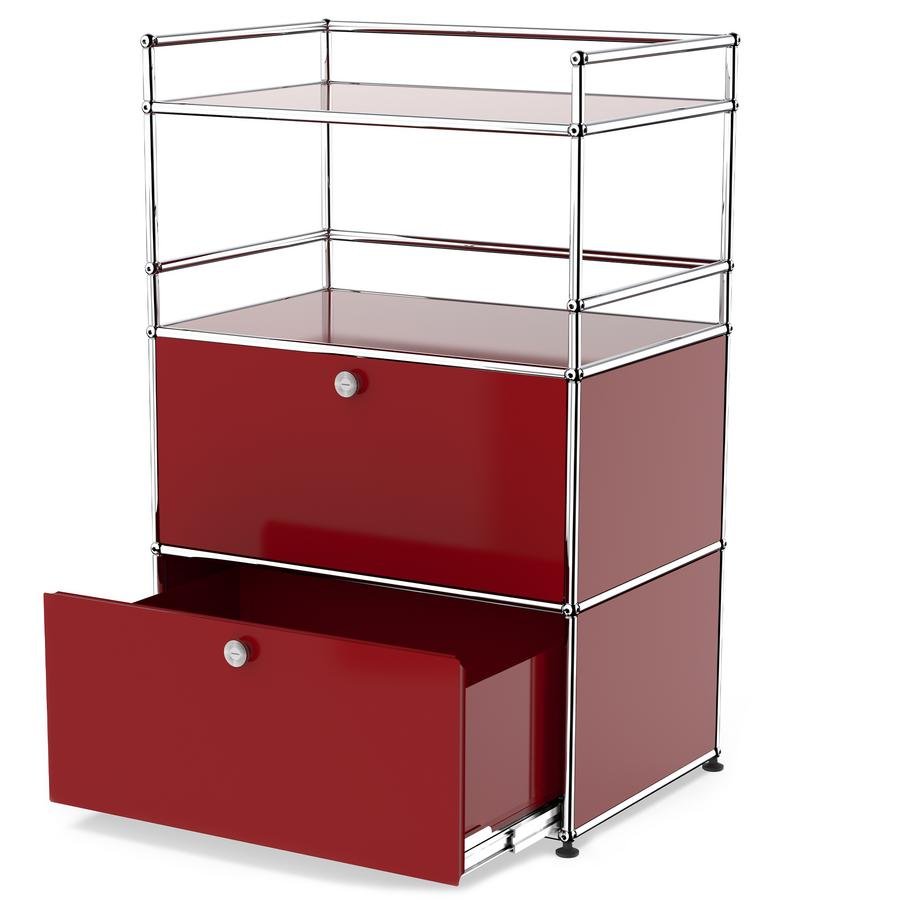 USM Haller bar highboard, USM ruby red, With drop-down door and ...