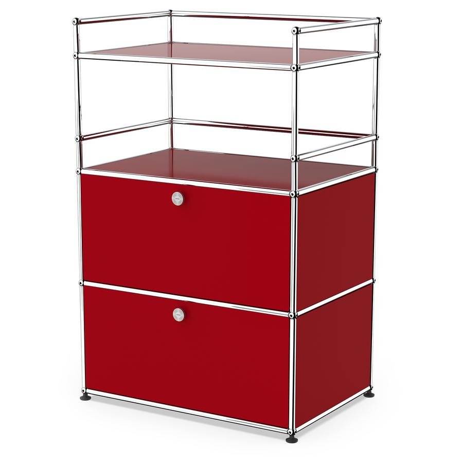 USM Haller bar highboard, USM ruby red, With 2 drop-down doors | USM ...