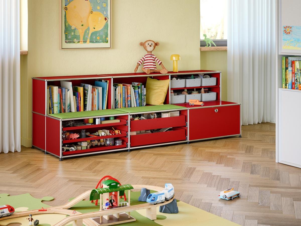 USM Haller Kids Sideboard M with stairs, Steel blue RAL 5011 | USM ...