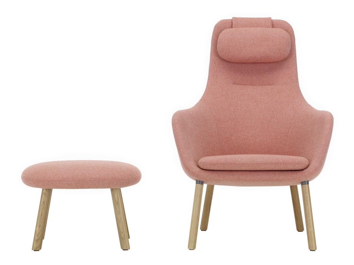 HAL Lounge Chair, Fabric Dumet pale rose/coral, With Ottoman | Vitra ...