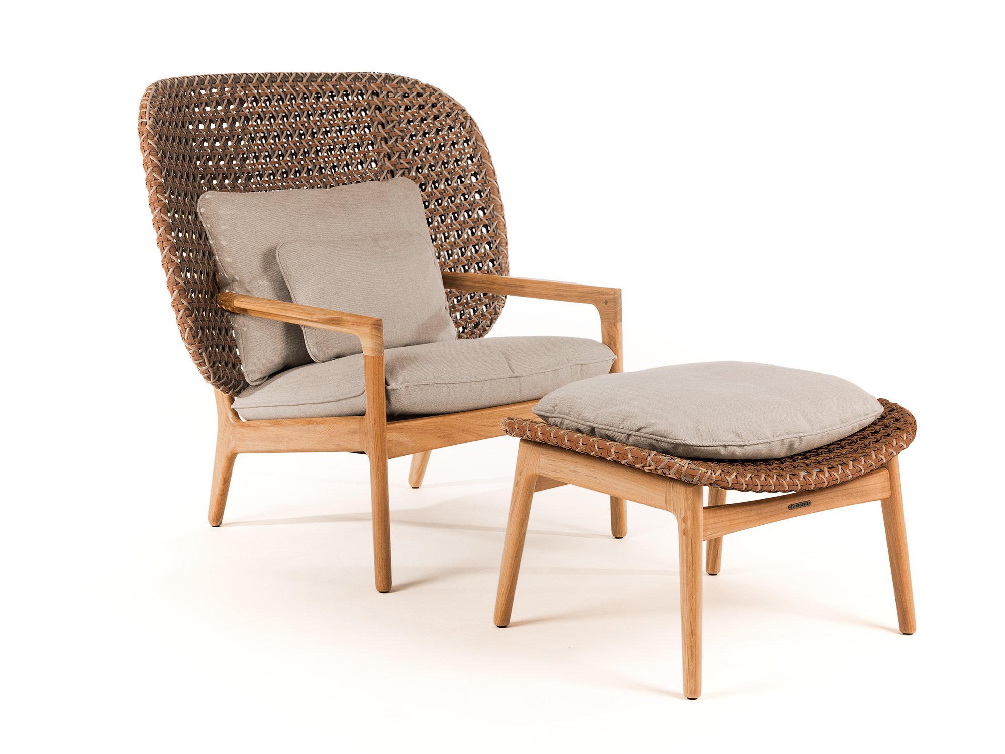 Kay Highback Lounge Chair, Brindle, Fife Rainy Grey, With Ottoman ...
