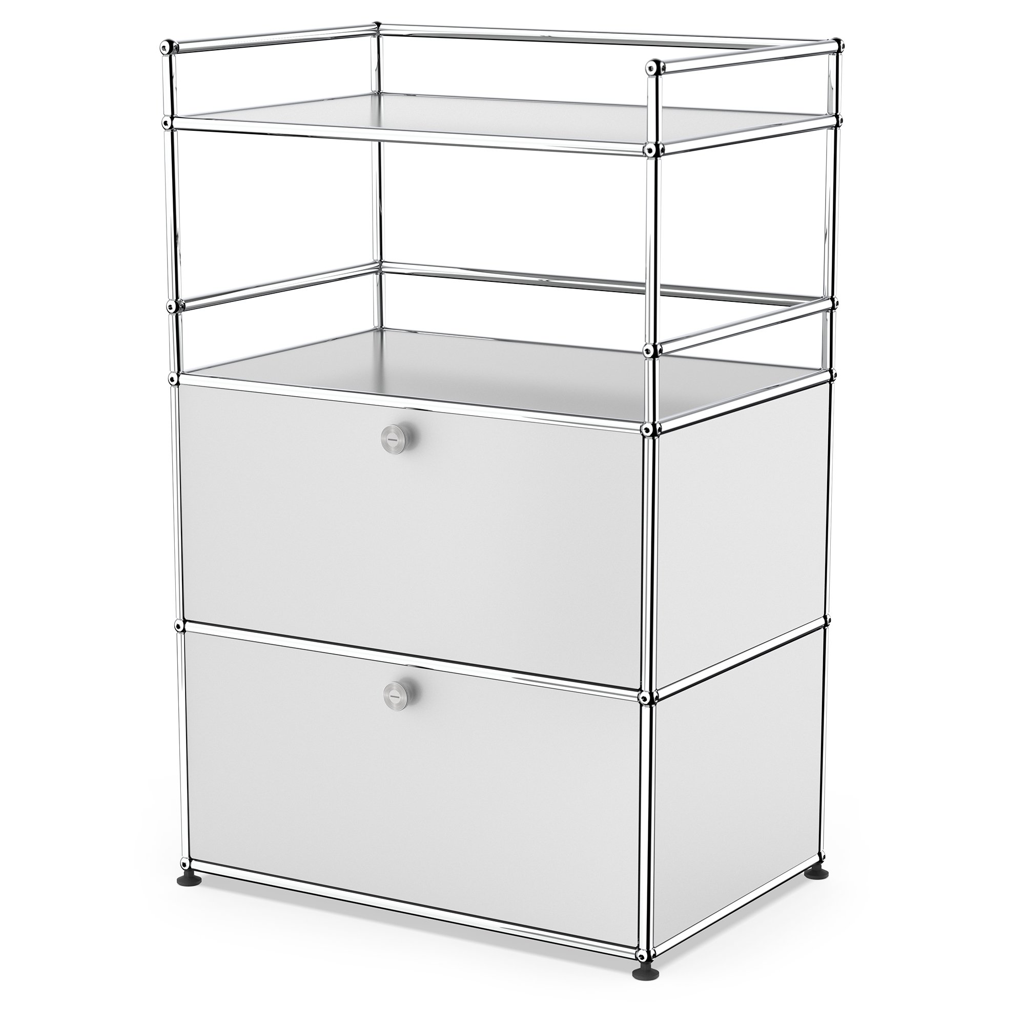 USM Haller bar highboard, USM matte silver, With 2 drop-down doors ...