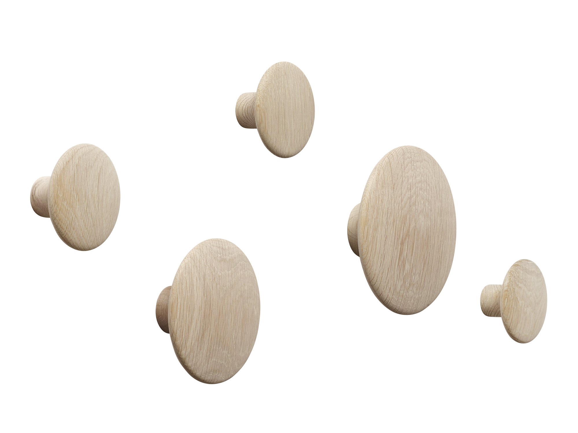 The Dots Set of 5, Natural oak | Muuto | Wall-mounted coat racks ...