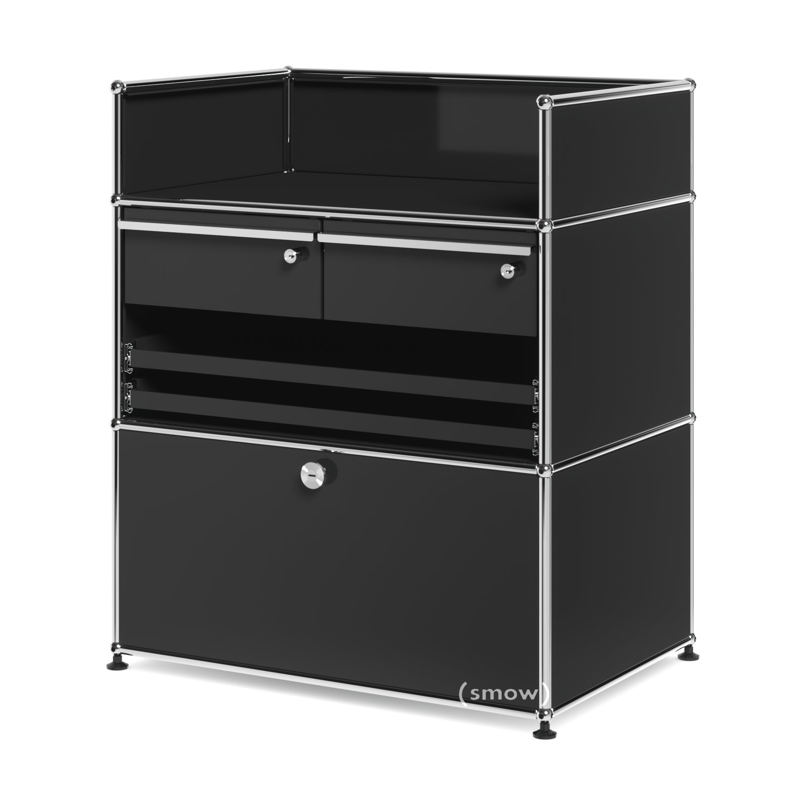 USM Haller Surgery Sideboard, Graphite black RAL 9011, All compartments ...