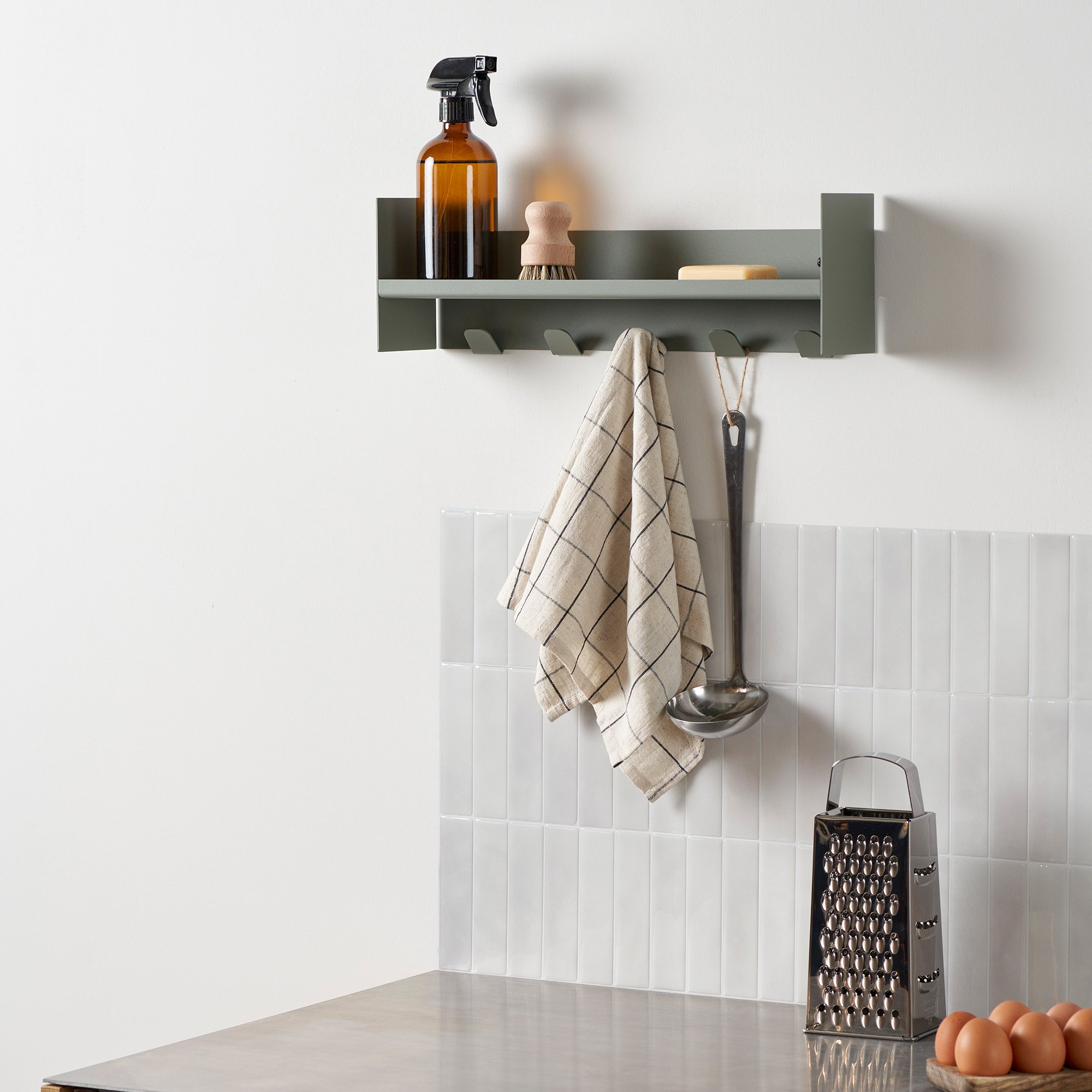 Pli Wall Shelf Slim, 45 cm, Azure Blue, With hooks | Tiptoe | Wall ...