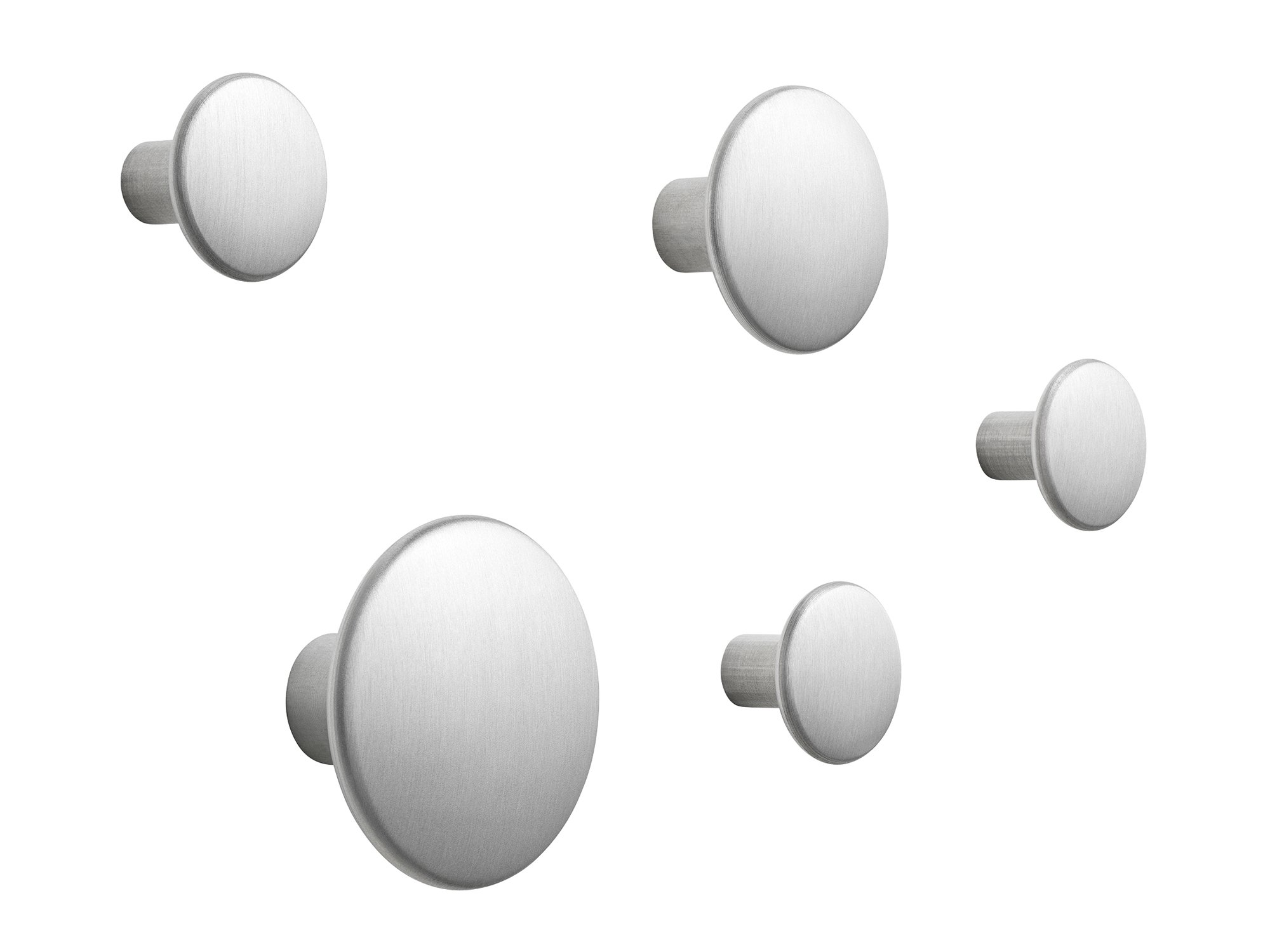 The Dots Metal Set of 5 Hook, Aluminium | Muuto | Wall-mounted coat ...