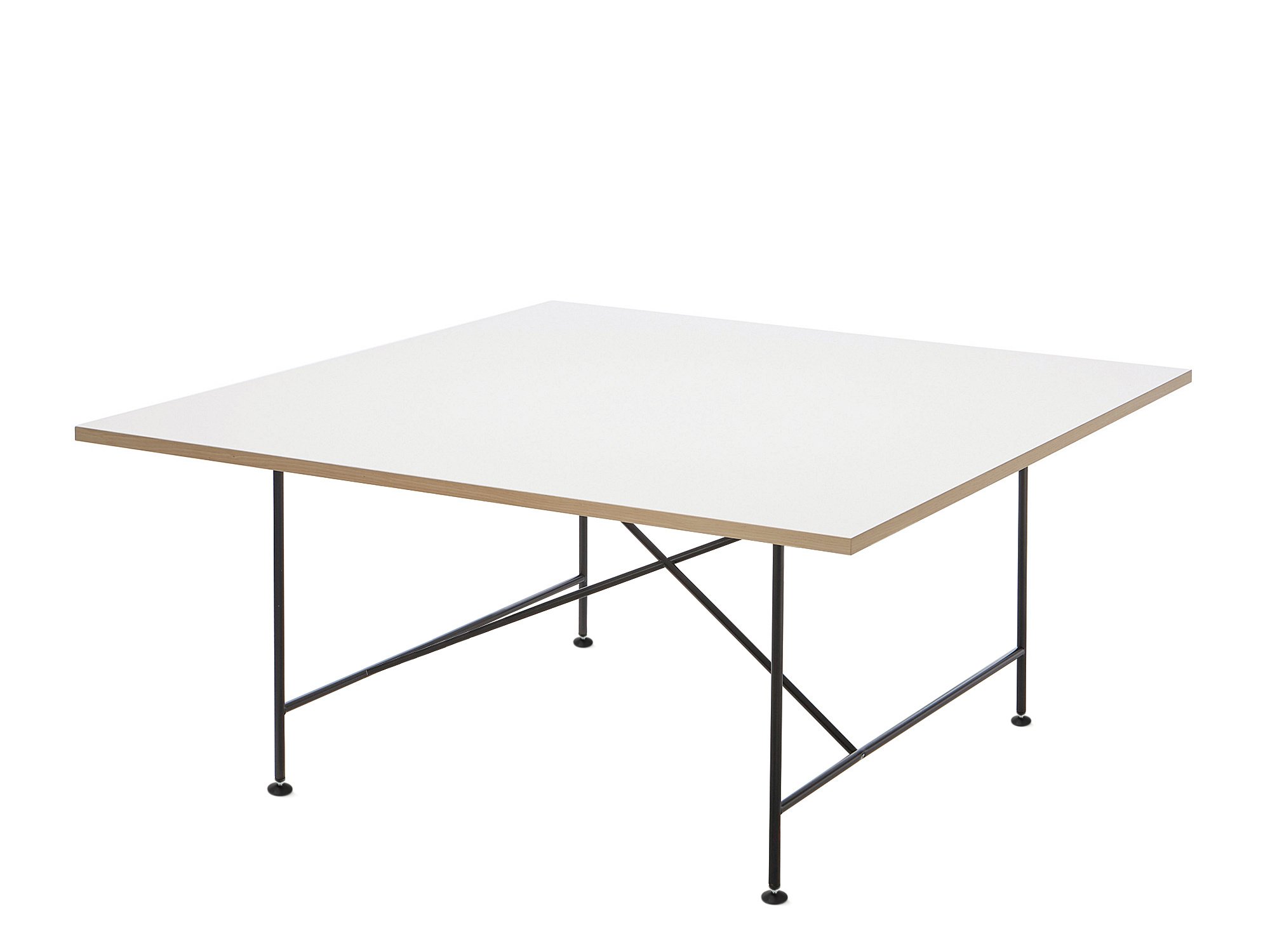 Eiermann 1 Conference Table, White melamine with oak edge, Black, With ...