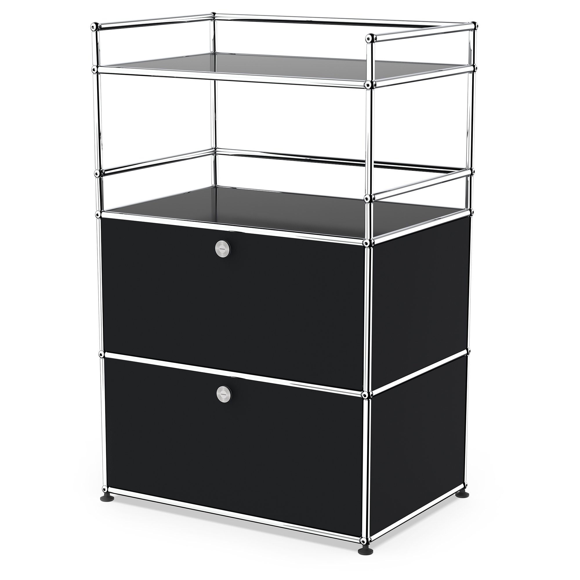 USM Haller Bar Highboard, Graphite black RAL 9011, With 2 drop-down ...