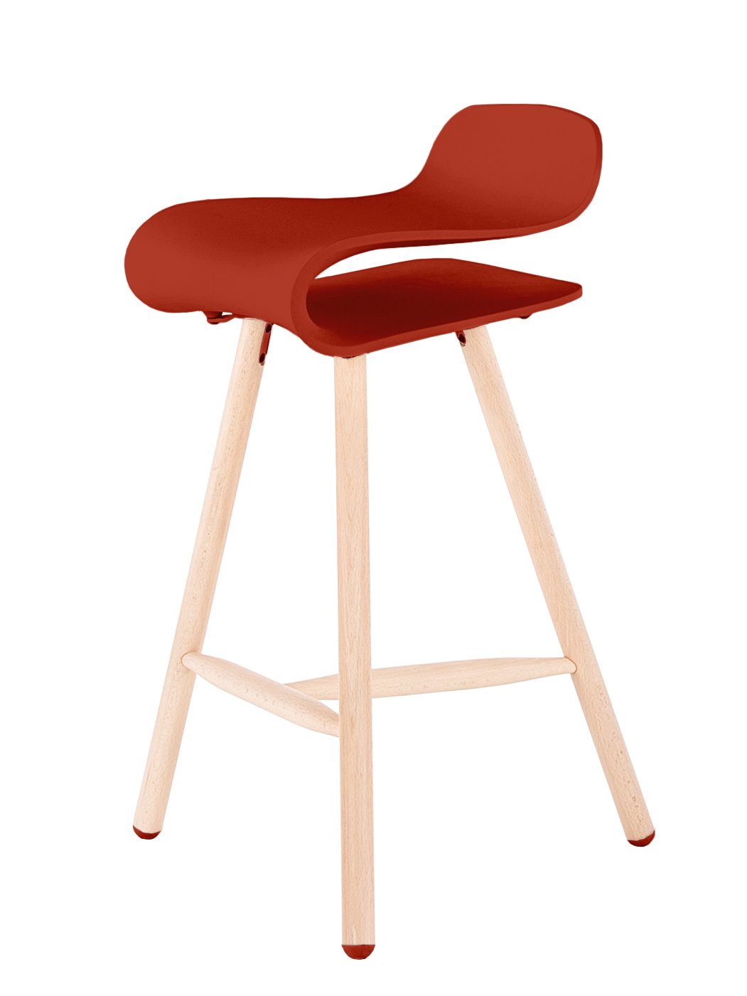 BCN Bar Stool Wood, red coral, Beech | Kristalia | Bar Stools ...