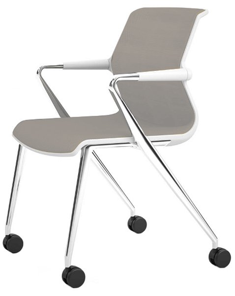 Unix Chair with Four-legged Base on Castors, Silk Mesh soft grey, Soft ...