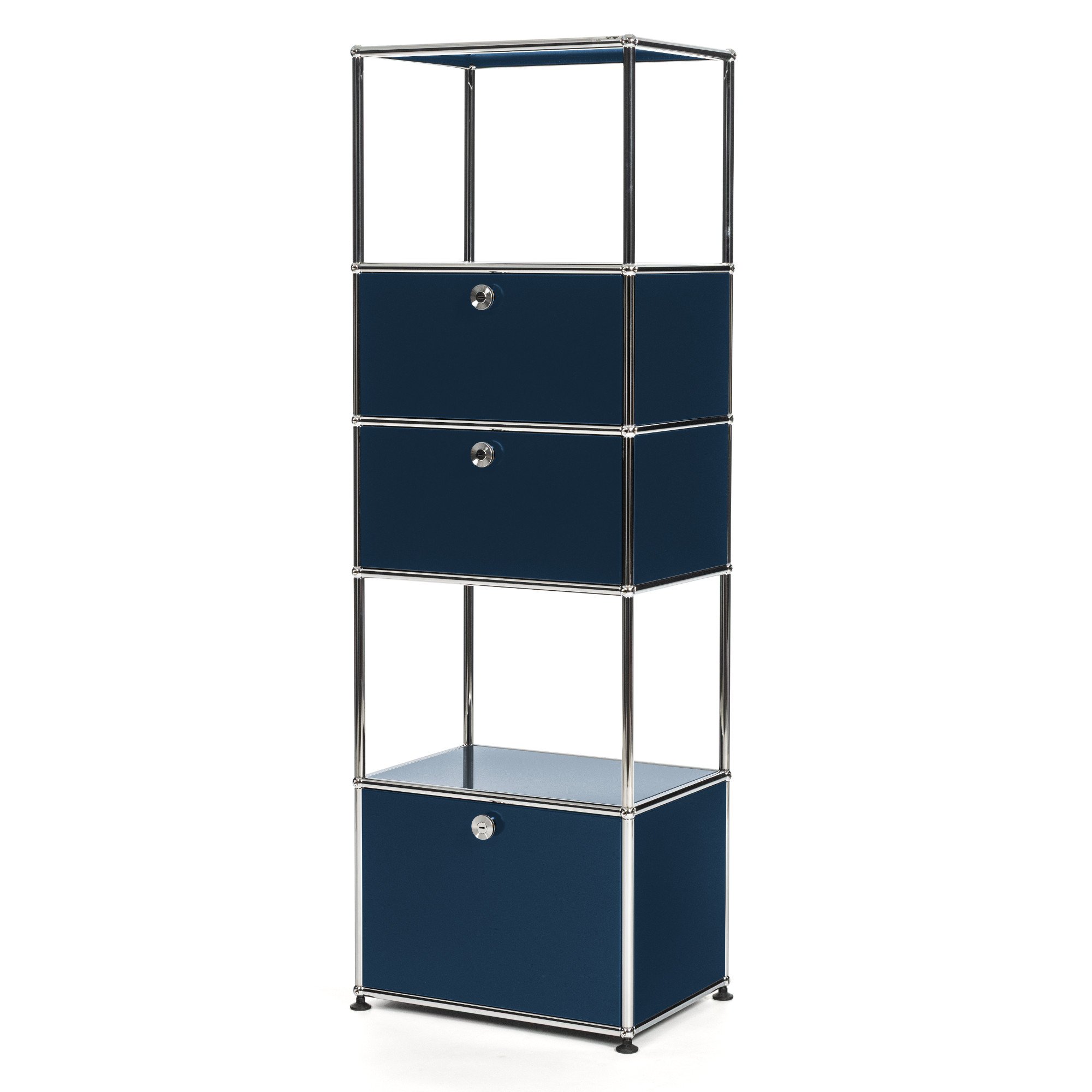 USM Haller living room shelf M type 2, Steel blue RAL 5011, With 3 drop ...