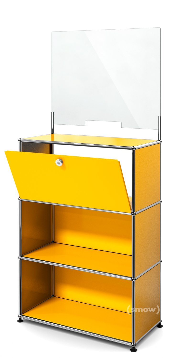 USM Haller Counter M with Security Screen and Hatch, Golden yellow RAL ...
