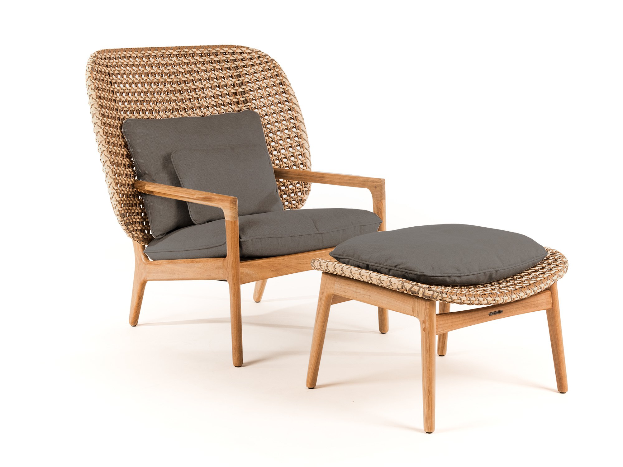 Kay Highback Lounge Chair, Harvest, Fife Platinum, With Ottoman ...