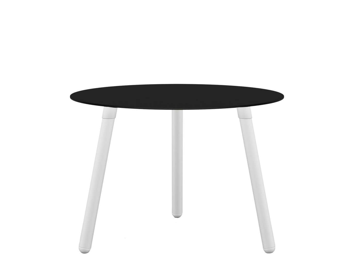 BCN Side Table, Laminate black, White varnished beech, H 45 x ø 65 cm ...