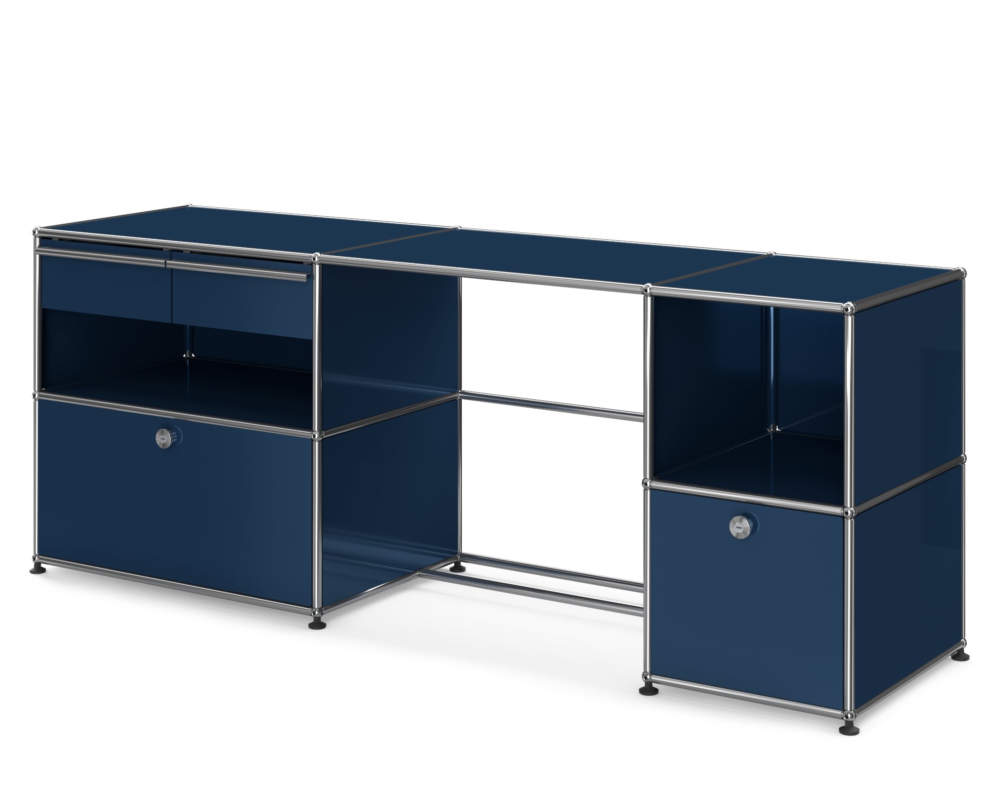 USM Haller Desktop Type 3, Steel blue RAL 5011, Adjustable feet | USM ...