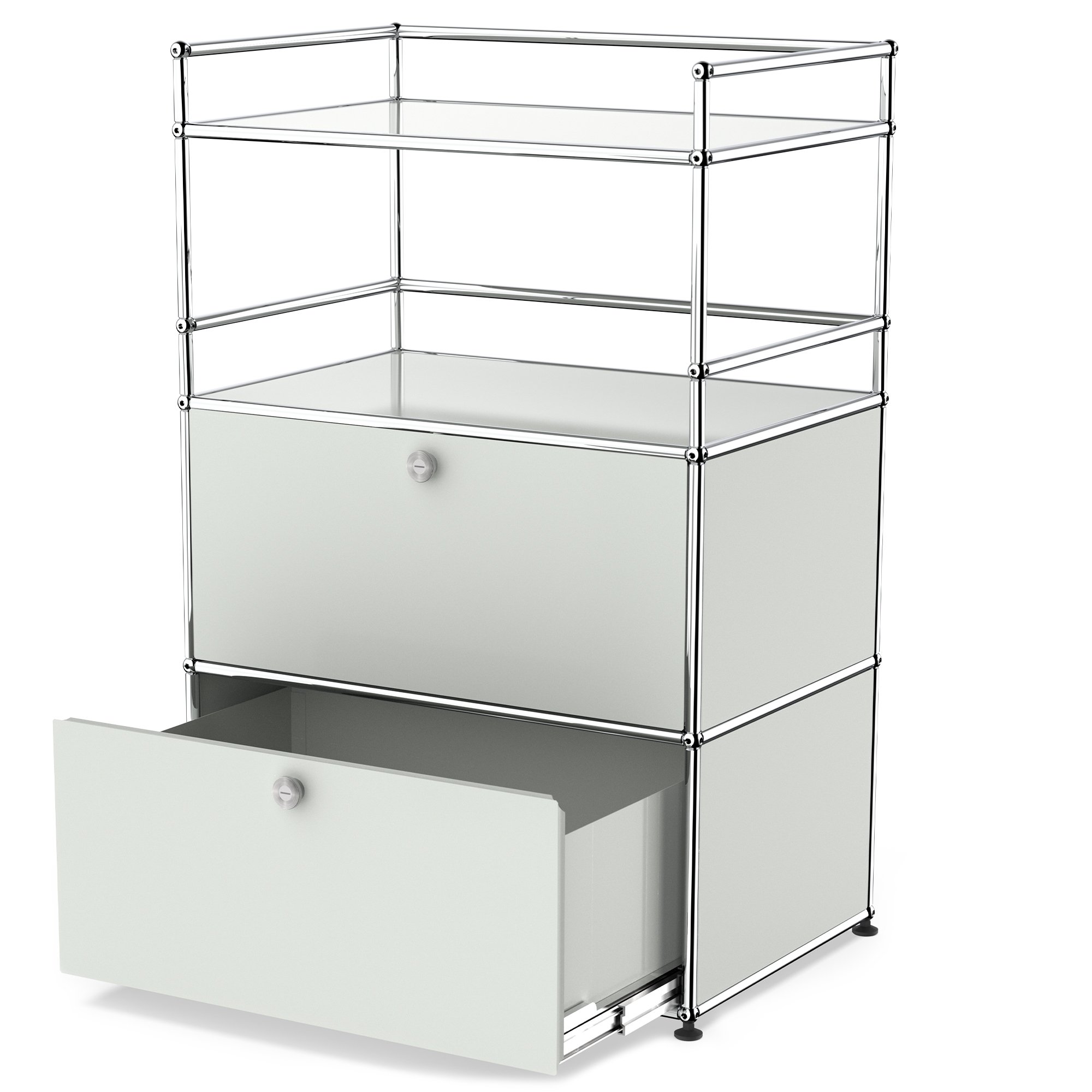 USM Haller Bar Highboard, Light grey RAL 7035, With drop-down door and ...