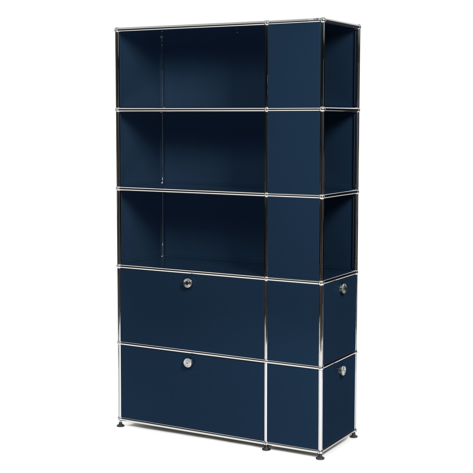 USM Haller bookcase with side compartments, Steel blue RAL 5011 | USM ...