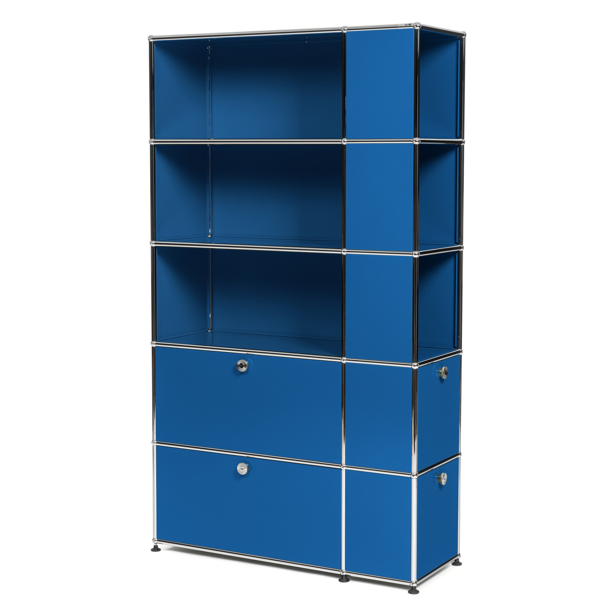 USM Haller bookcase with side compartments, Gentian blue RAL 5010 | USM ...