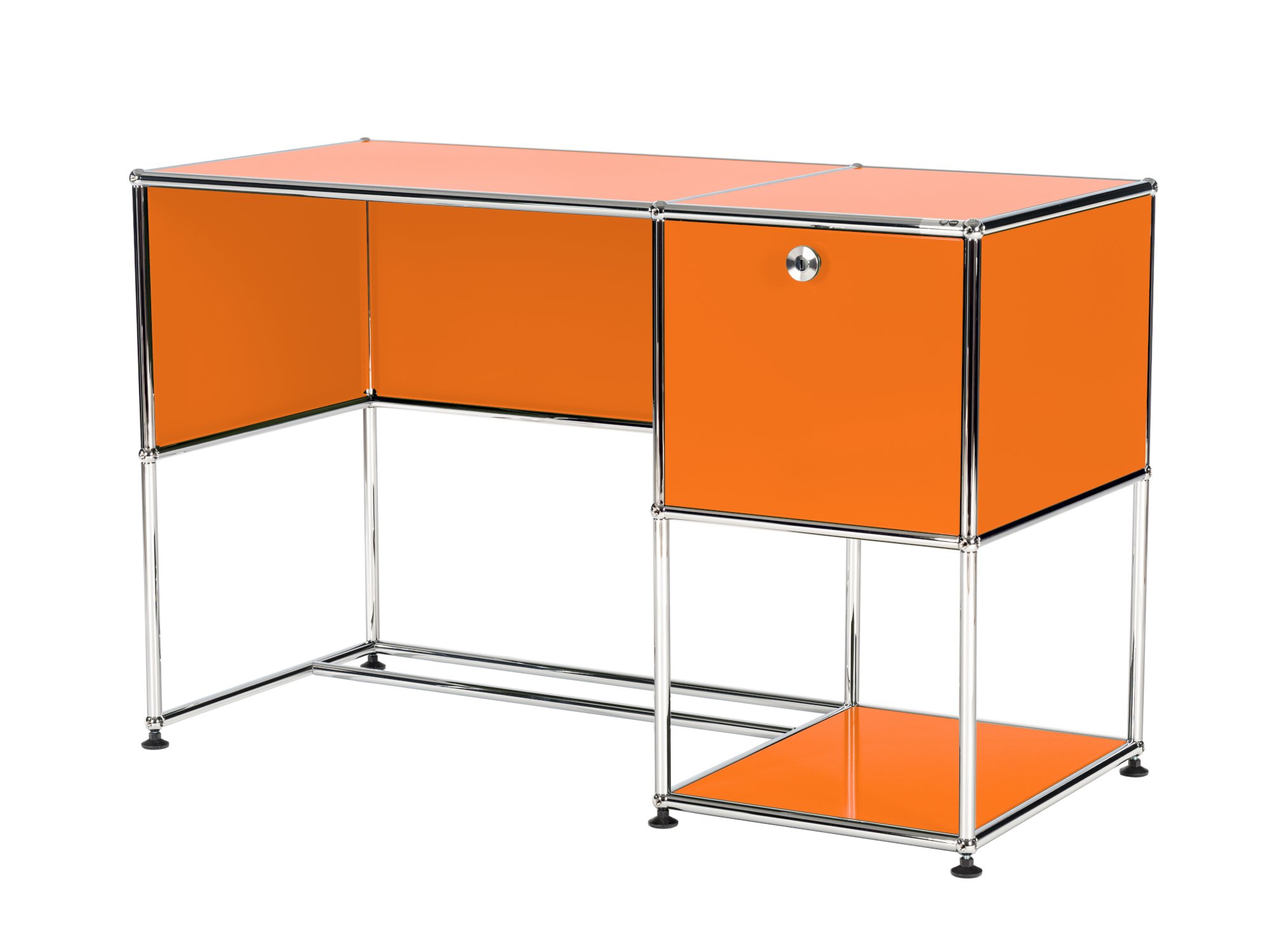 USM Haller Home Office Desk, Pure orange RAL 2004, With cable entry ...