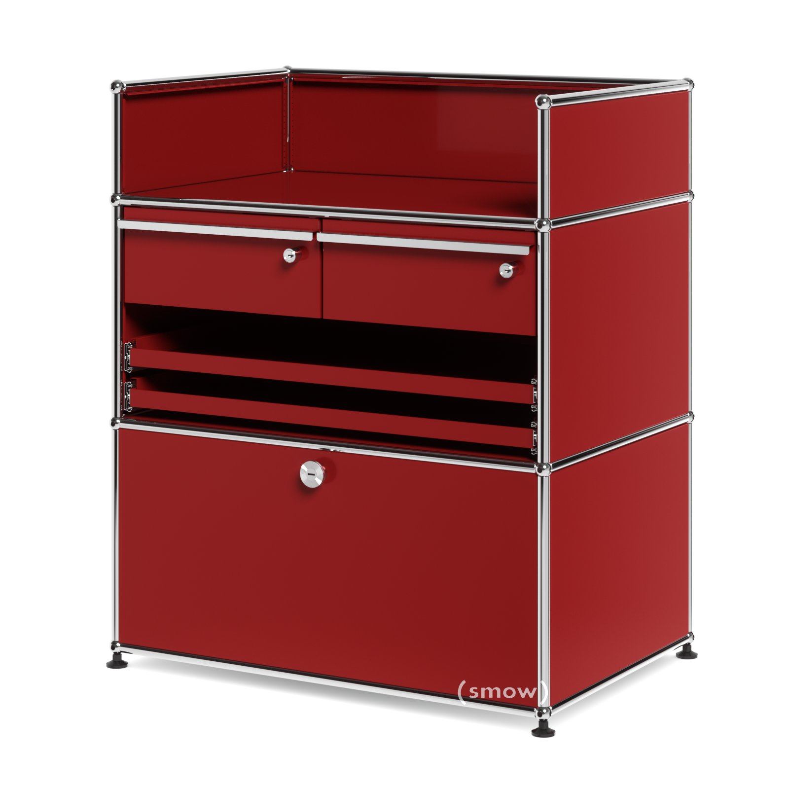 USM Haller Surgery Sideboard, USM ruby red, All compartments with a ...