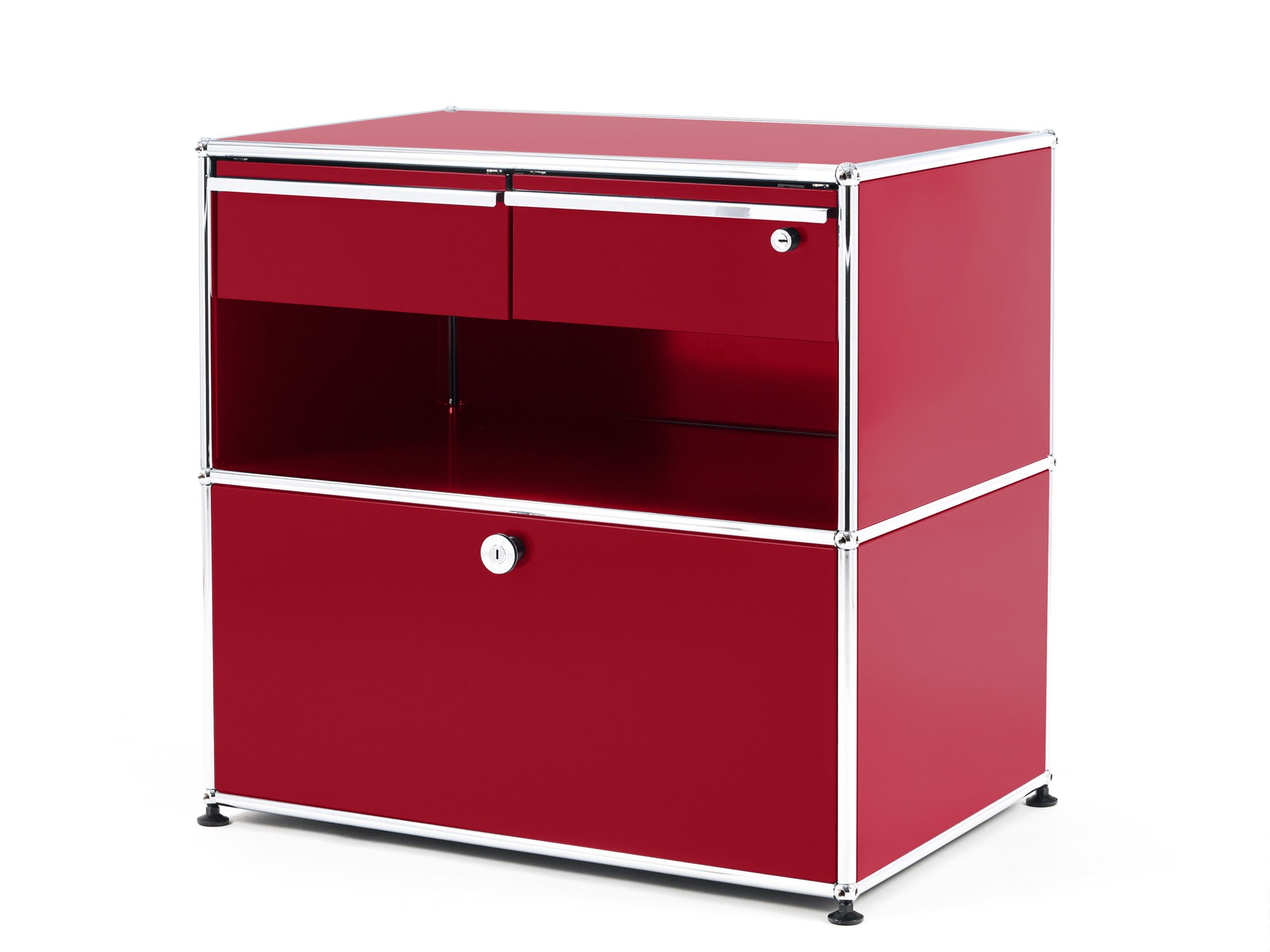 USM Haller Office Sideboard M with Drawers, USM ruby red | USM Haller ...