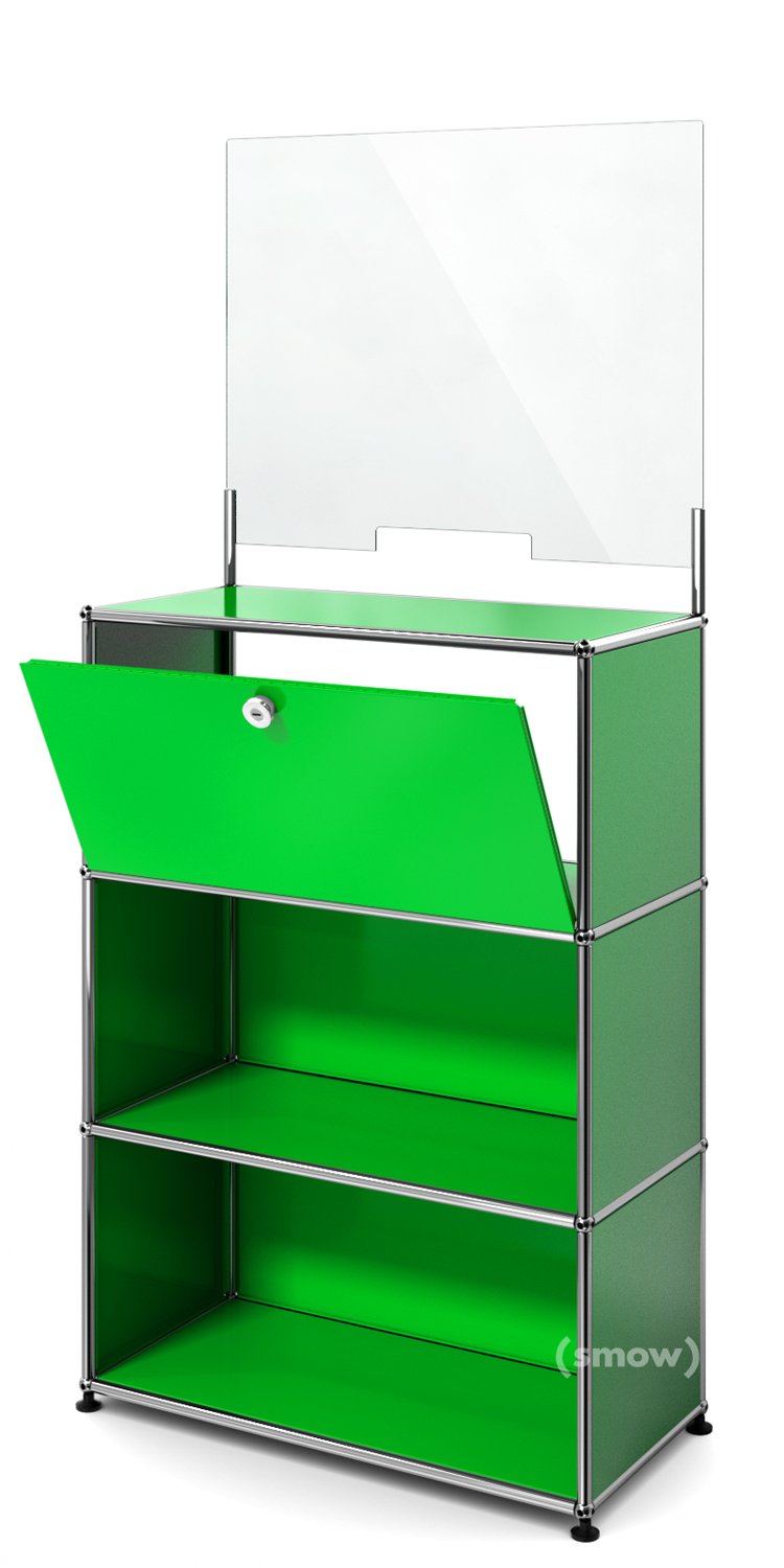 USM Haller Counter M with Security Screen and Hatch, USM green, With ...
