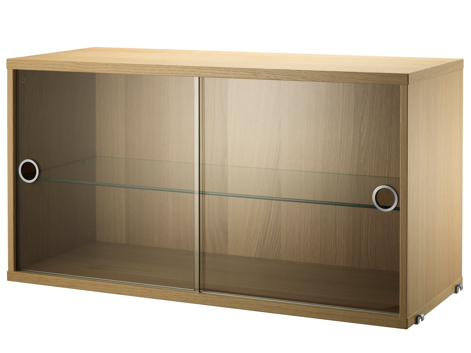 String System Display Cabinet With Sliding Glass Doors, Oak veneer ...