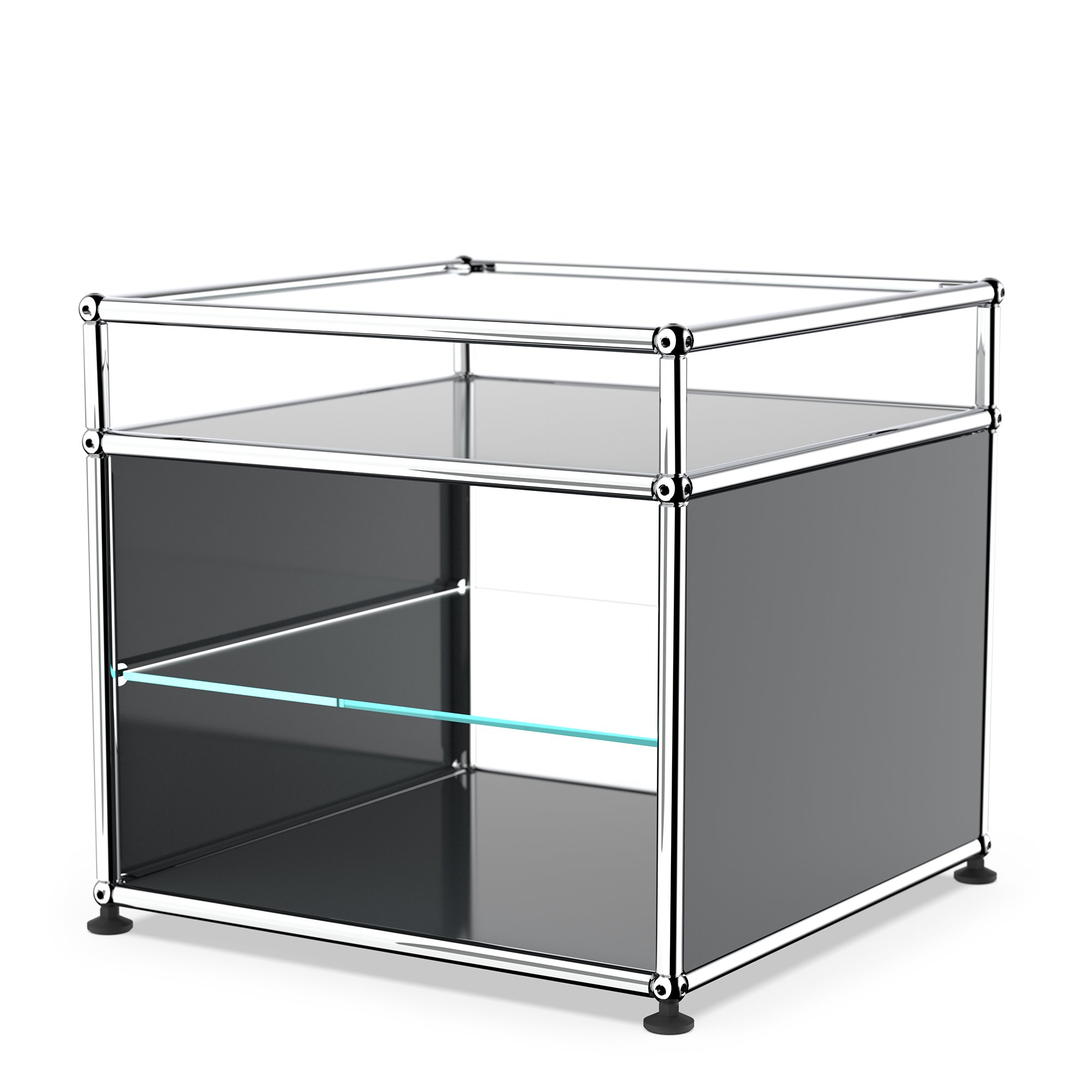 USM Haller side table with extension and glass divider shelf ...
