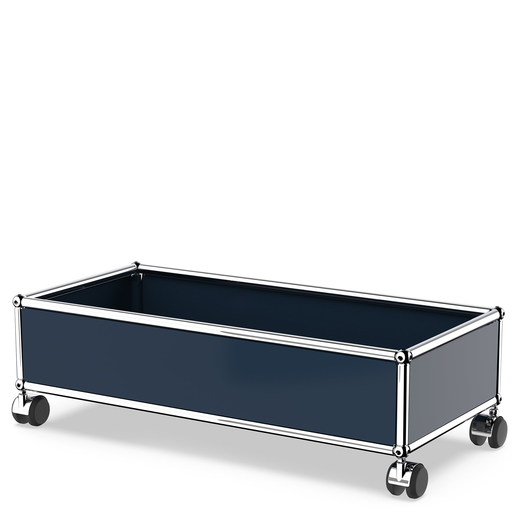 USM Haller Box with Castors, Steel blue RAL 5011, Soft castors for hard ...