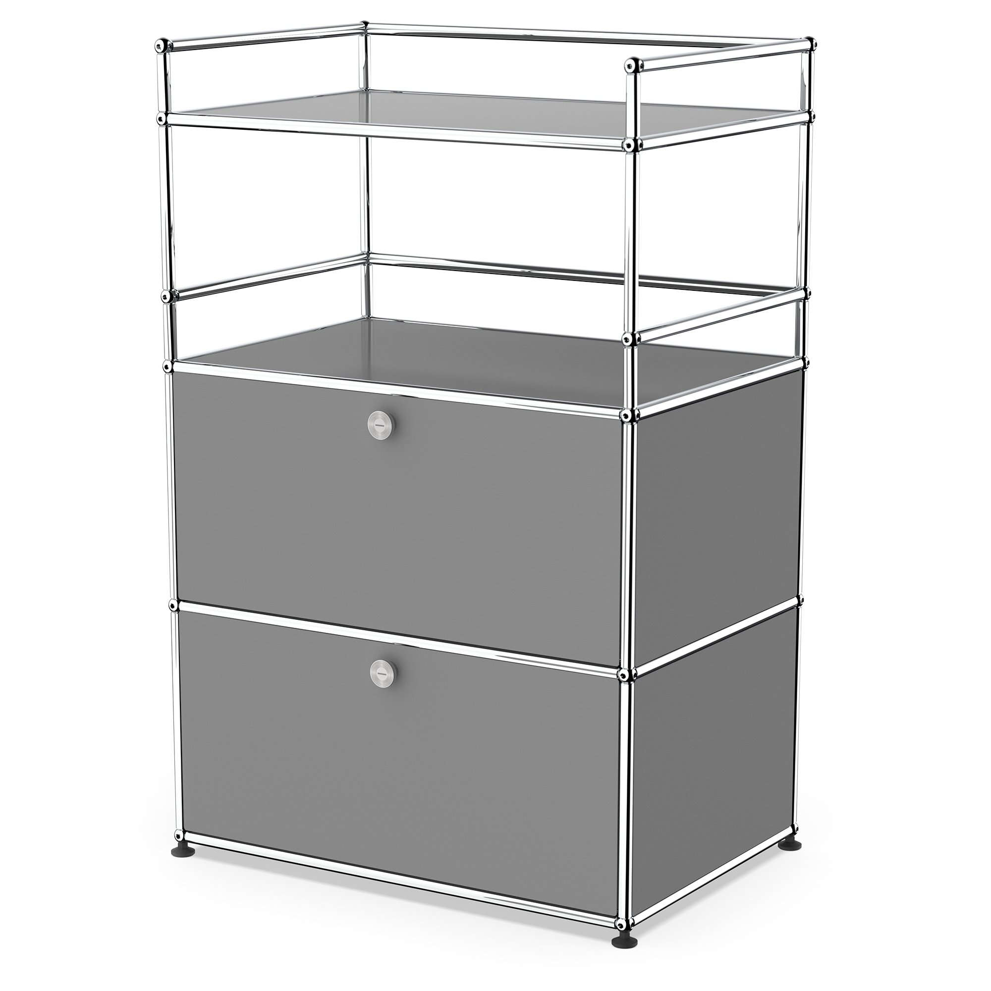 USM Haller bar highboard, Mid grey RAL 7005, With 2 drop-down doors ...